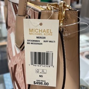 Michael Kors | Bags | Michael Kors Mercer Medium Leather Messenger Buff ...